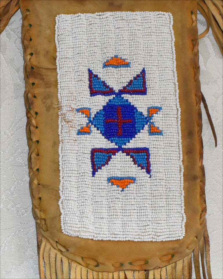 Native American Plains Beaded Leather Tobacco Pipe Medicine Bag Pouch ...