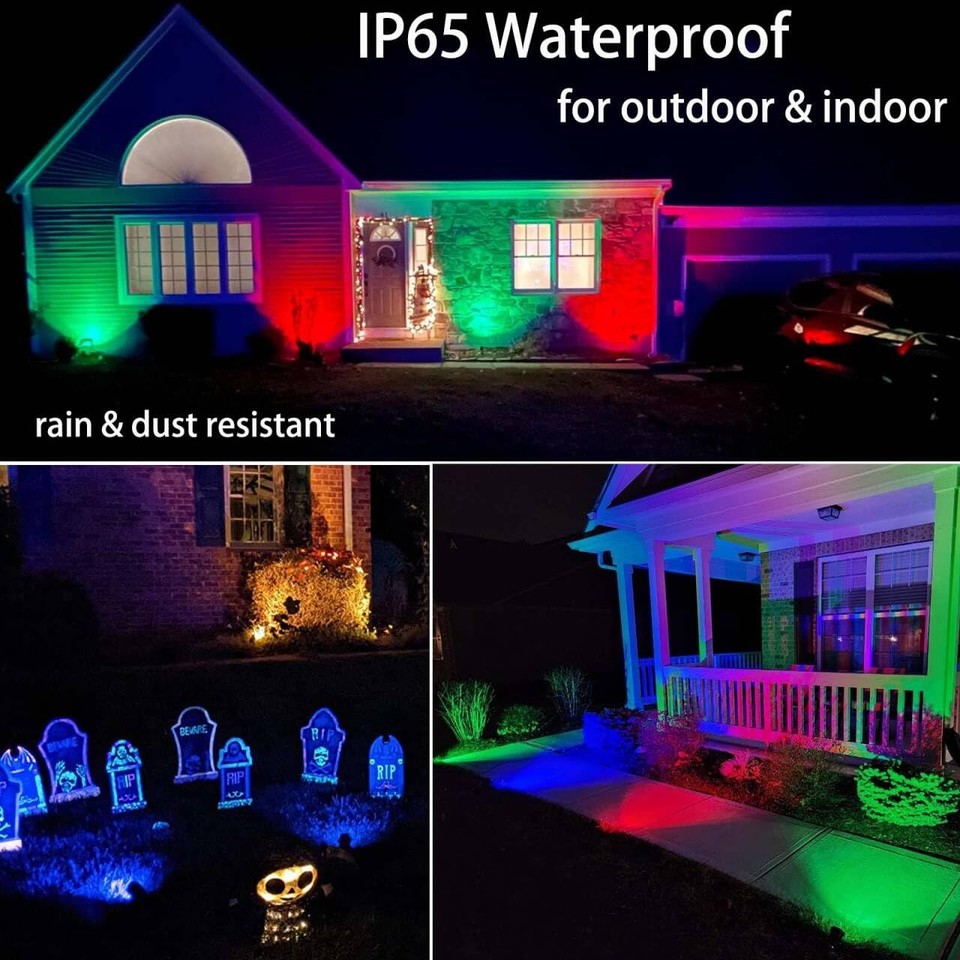 Christmas Spotlights Yard Spot Lights with Timer Colored Warm White RGB ...