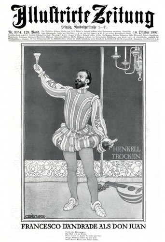 Opera singer Francesco d´Andrade 1907 ad Champagne advertising Don Juan ...