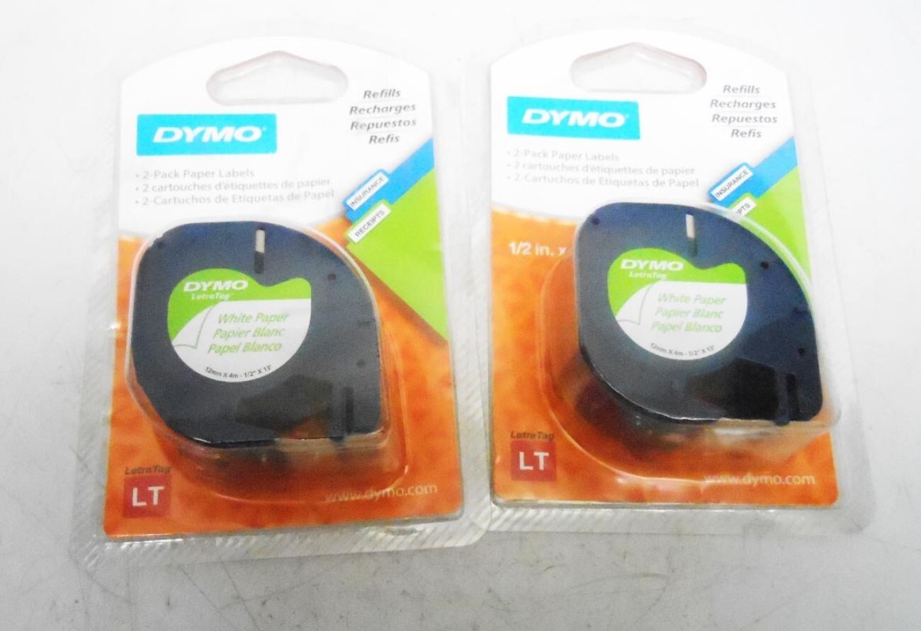 Dymo Paper Labels Refills White Paper 1/2"x13' 12mmX4m Two Twin-Packs ...