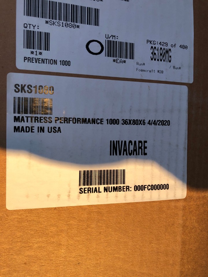 Invacare Solace Mattress Model number SPS1080 36" x 80" | eBay