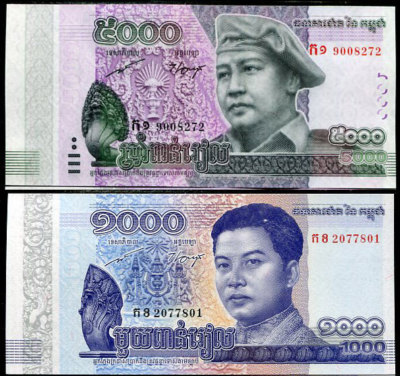 Cambodia Set 2 Pcs 1000 5000 Riels 2015-2017 P 67 68 UNC | eBay