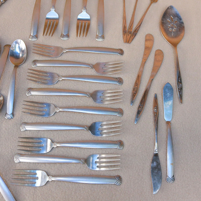 Lot Vintage Oneida Flatware mix most Knot Pattern Silverware Mixed ...