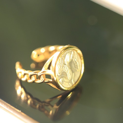 D18 Ring Greif Fabelwesen Nachbildung antike Münze Silber 925 vergoldet ...