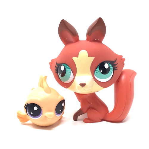 LITTLEST PET SHOP LPS ORANGE FOX GREEN EYES & MINI GOLDFISH BUNDLE | eBay