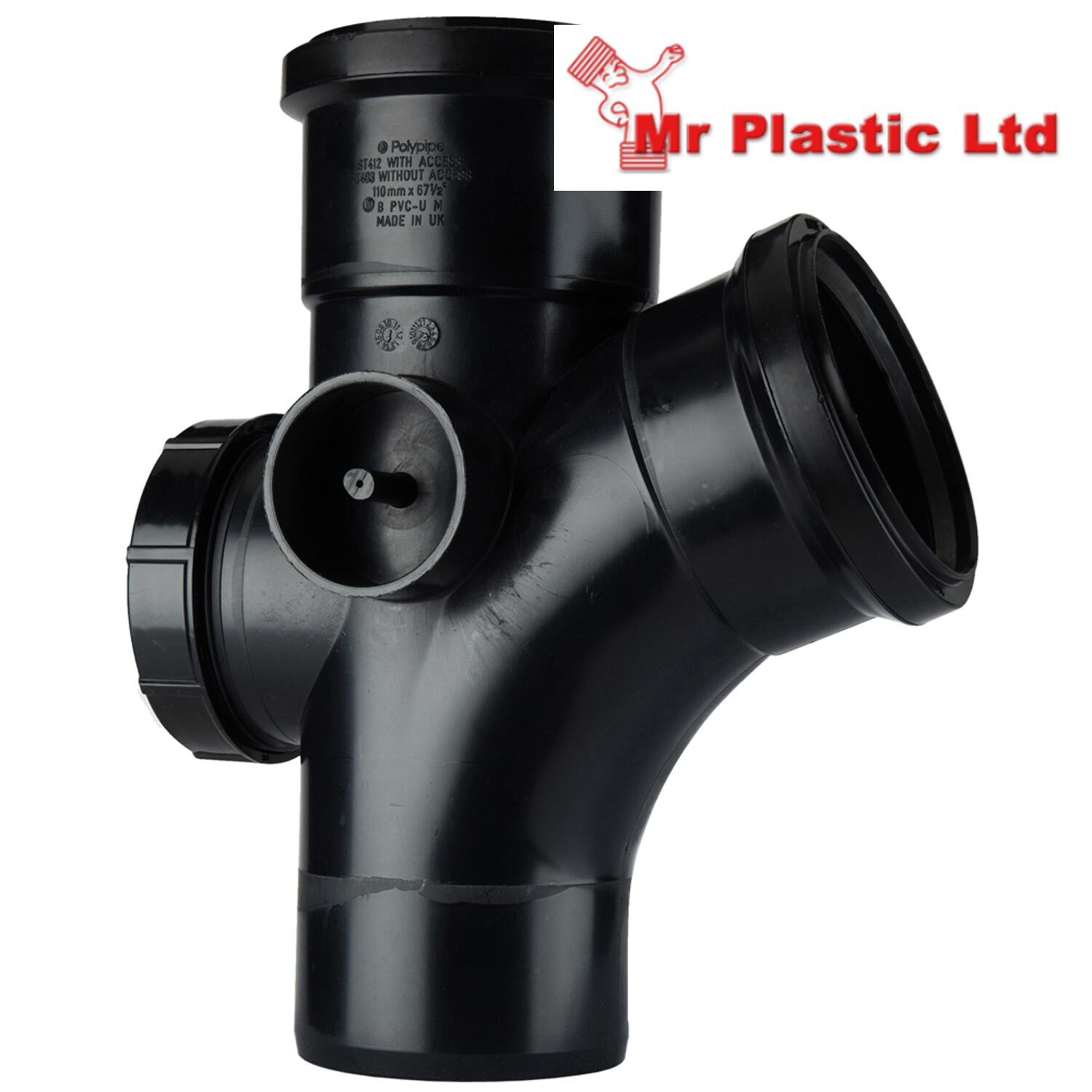 Polypipe 110mm Push Fit, Ring Seal Soil and Vent Pipe Fittings in Black ...