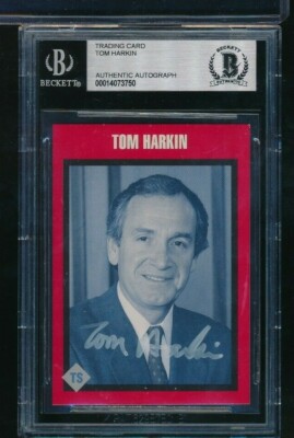1991 TUFF STUFF POLITICIANS #5 Tom Harkin Iowa signed auto BAS BECKETT ...