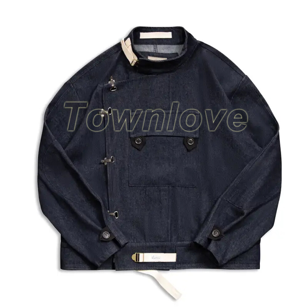 Swedish Motorcycle Jacket Men's Denim Jacket Vintage Casual Coat Work ...