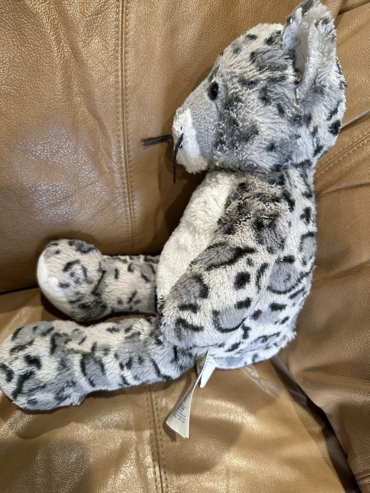 Build-A-Bear Snow Leopard Plush 17” Gray Spot Cat Stuffed Animal BAB ...