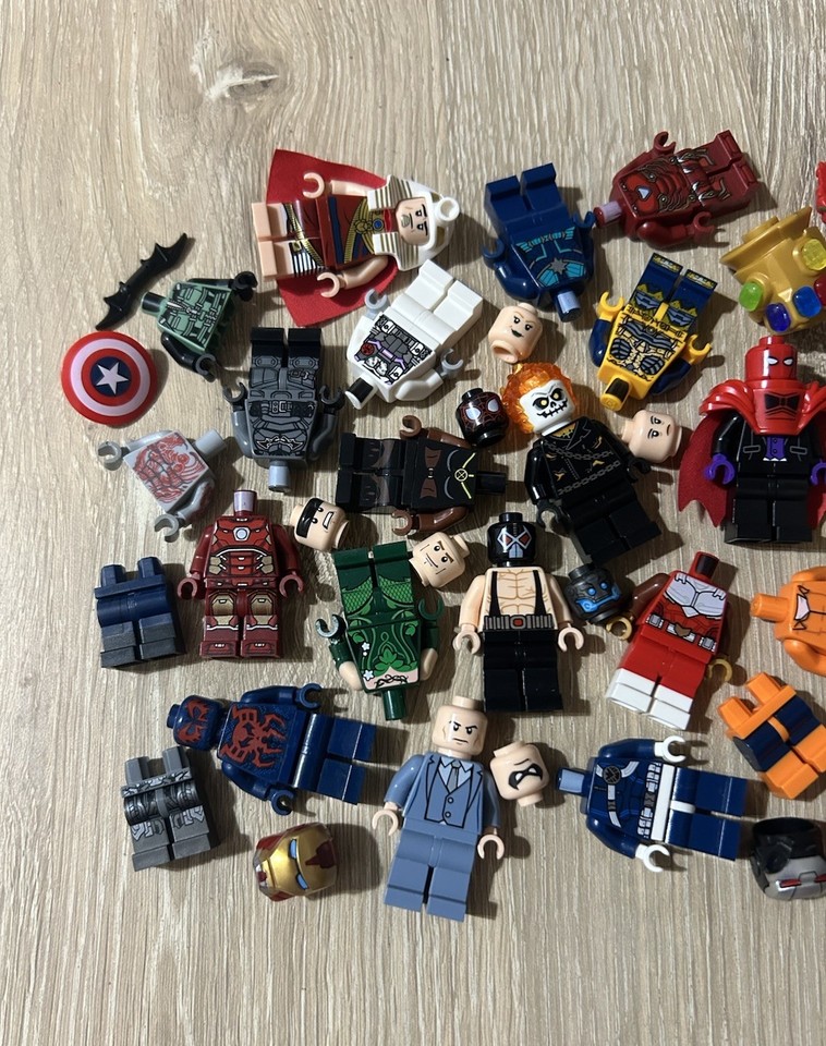 Lot Of 40+ Lego Marvel/DC Minifigures & Torsos, Legs, Helmets & Weapons ...