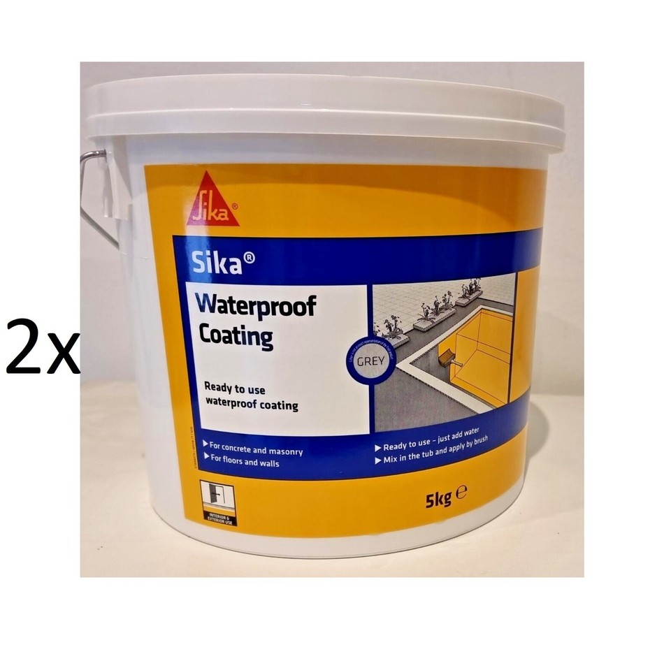 4 X Sika Waterproof Coating Grey Ready to Use for Concrete and Masonry ...