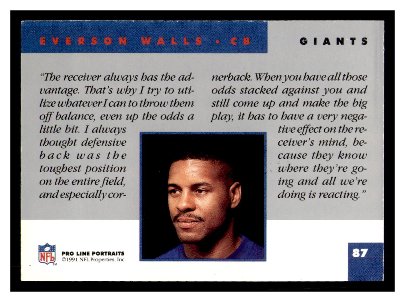 Everson Walls Signed 1991 Pro Line Card #87 Autographed Giants 84743 | eBay