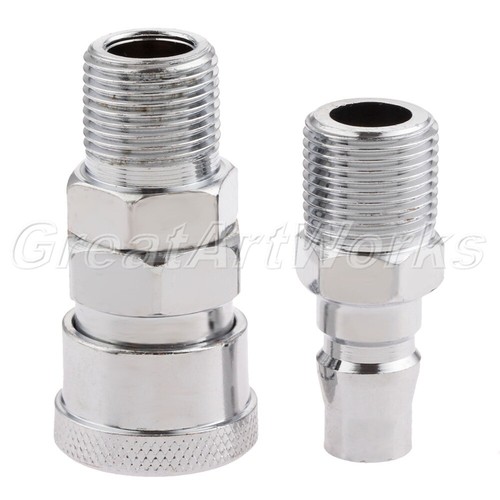 2Pcs Quick Release Iron Male Air Line Hose Coupler Connector Fitting 3/ ...