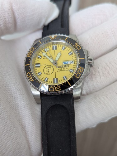 Kool Diver Mod Watch with Seiko TMI NH36 (NH35) Yellow dial Sapphire ...