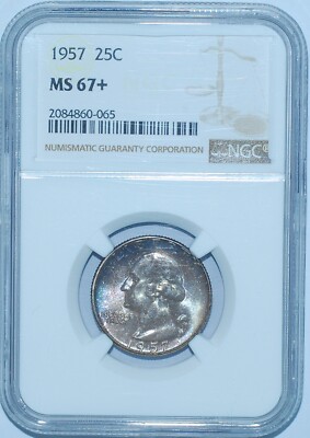 1957 P NGC MS67+ Washington Quarter Mint Set Toned | eBay