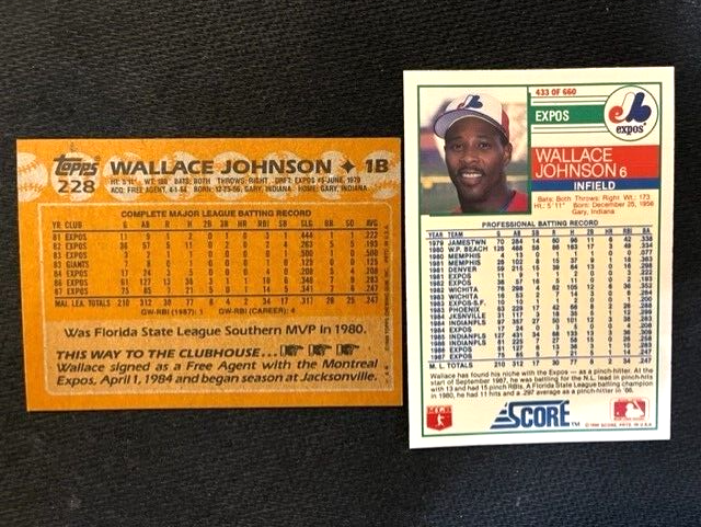 MLB - Wallace Johnson 1988 Topps & 1988 Score Baseball - Expos | eBay