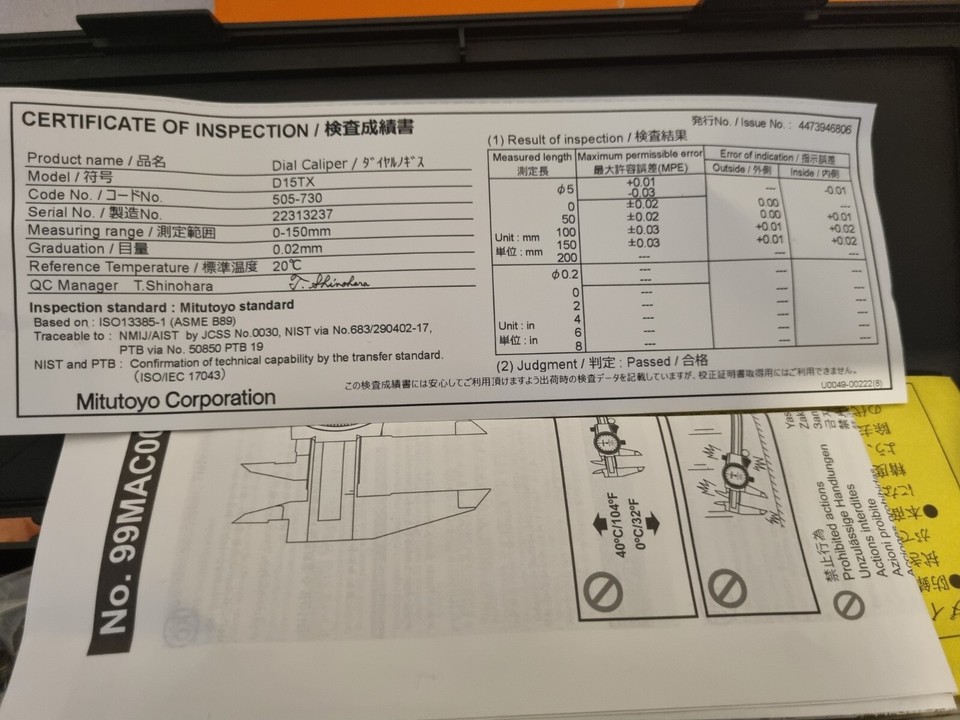 Mitutoyo 505-730 0-150mm Clear Yellow Face Dial Caliper. Made In Japan ...