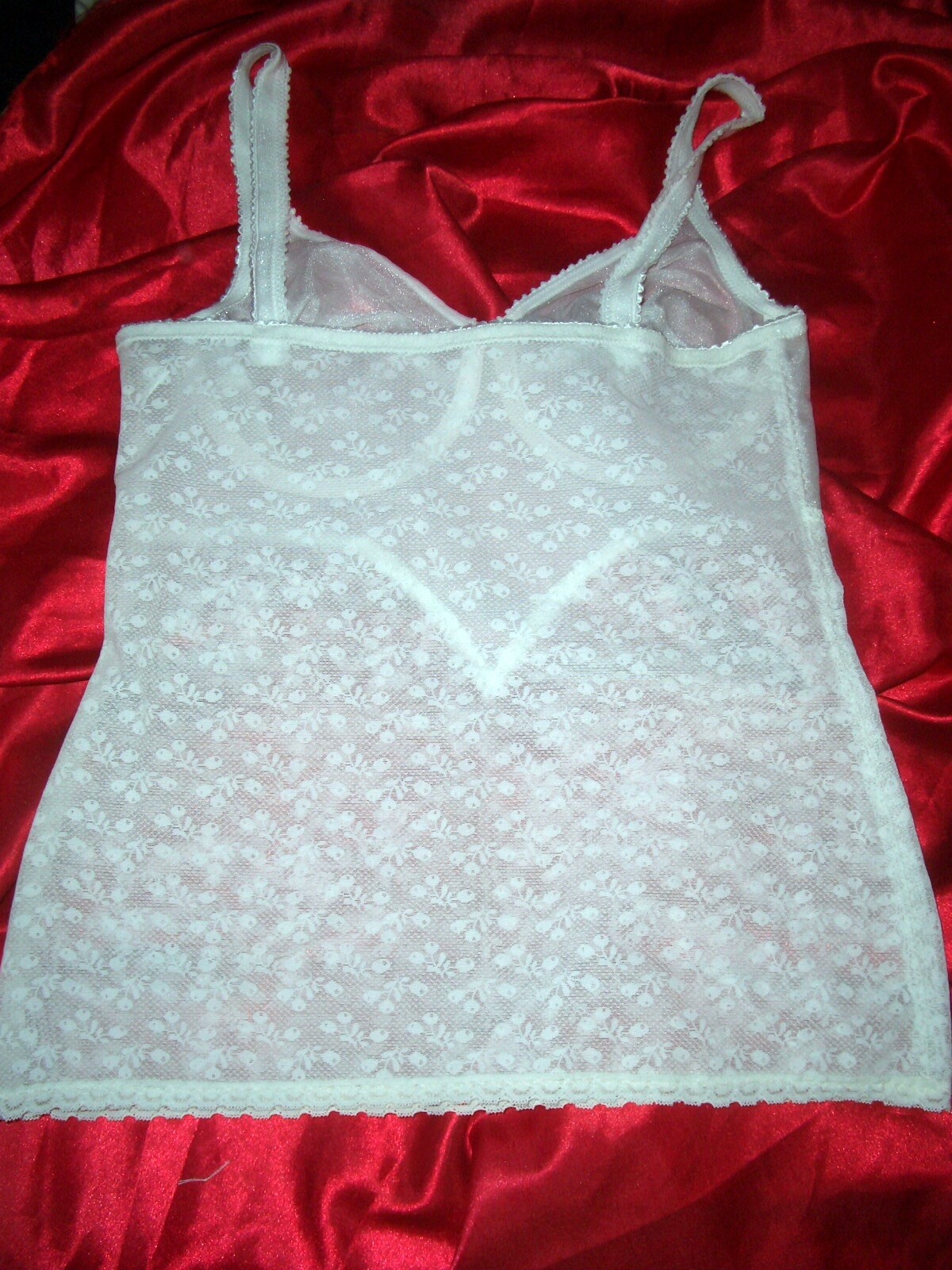 TOP RAR Vintage Pulmonet Glanz Nylon Spitzen BH Hemd weiß 80 B ...