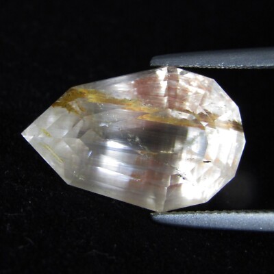 16.36Cts Rare Natural White Topaz With Rutile Pear Custom Cut Brazil ...