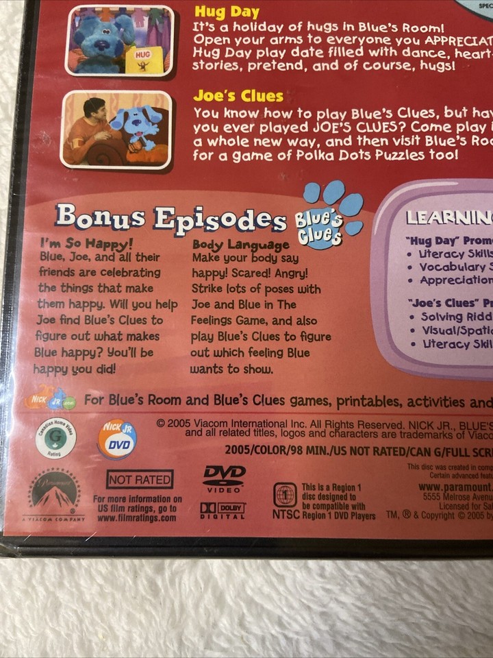 Blues Clues It’s Hug Day Dvd NIP Sealed Nick Jr Blue’s Room 2005 ...