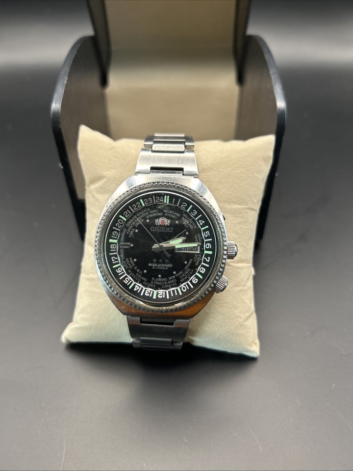 RARE Vintage Orient WORLD Time Diver Sea World Orient WD Automatic ...