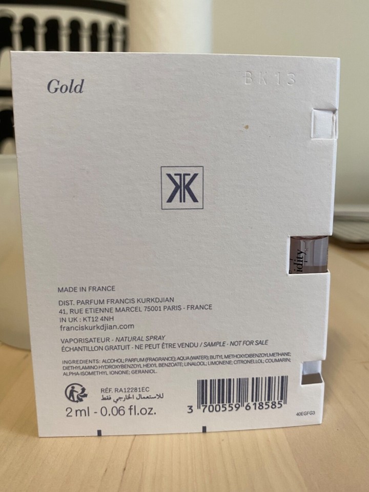 Maison Francis Kurkdjian Gentle Fluidity Gold Vial Sample 2 mL (0.06 fl ...