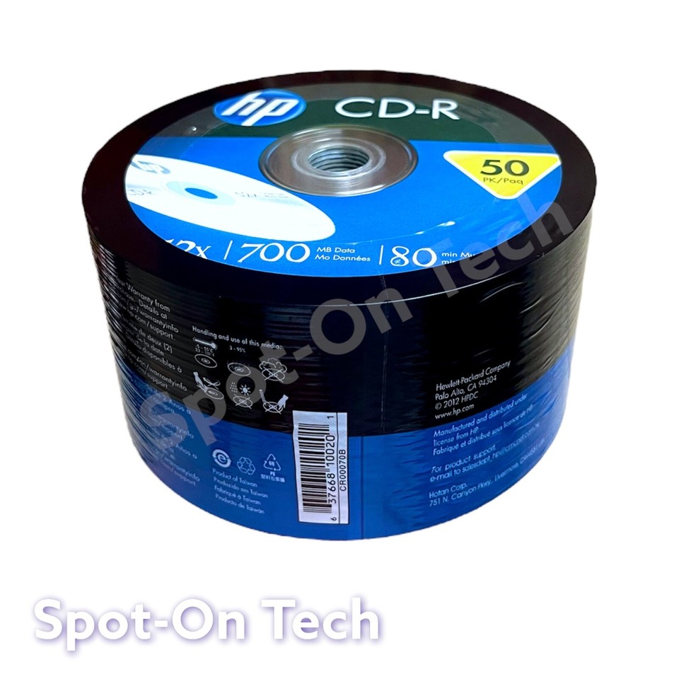 50 HP CD CD-R Logo Blank Media Disc 52x/88Min/700mb storage - Same Day ...