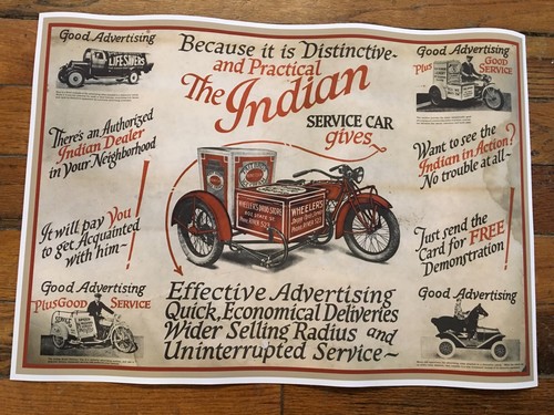 Vintage Replica Poster The Indian Service Car Chuck Myles Cardstock 24 ...