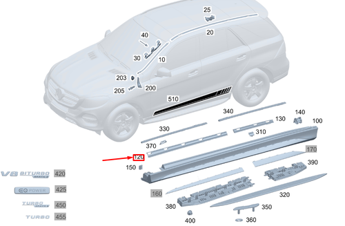 NEW MERCEDES-BENZ GLE W167 FRONT LEFT SIDESKIRT STIFFENER A1676988001 ...