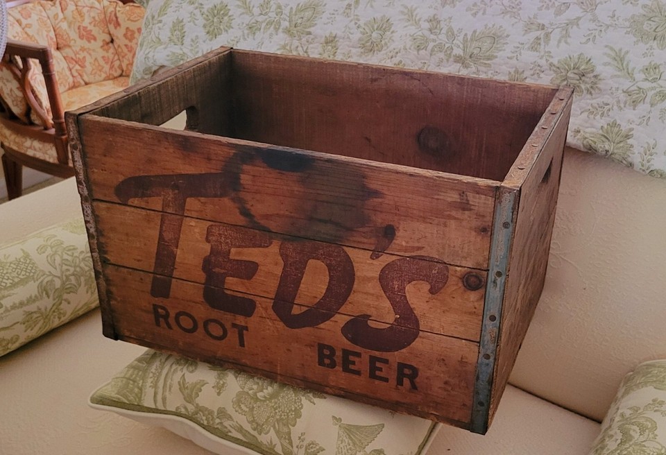 1950's TED WILLIAMS - TED'S ROOT BEER - WOODEN SODA CRATE - BOSTON RED ...