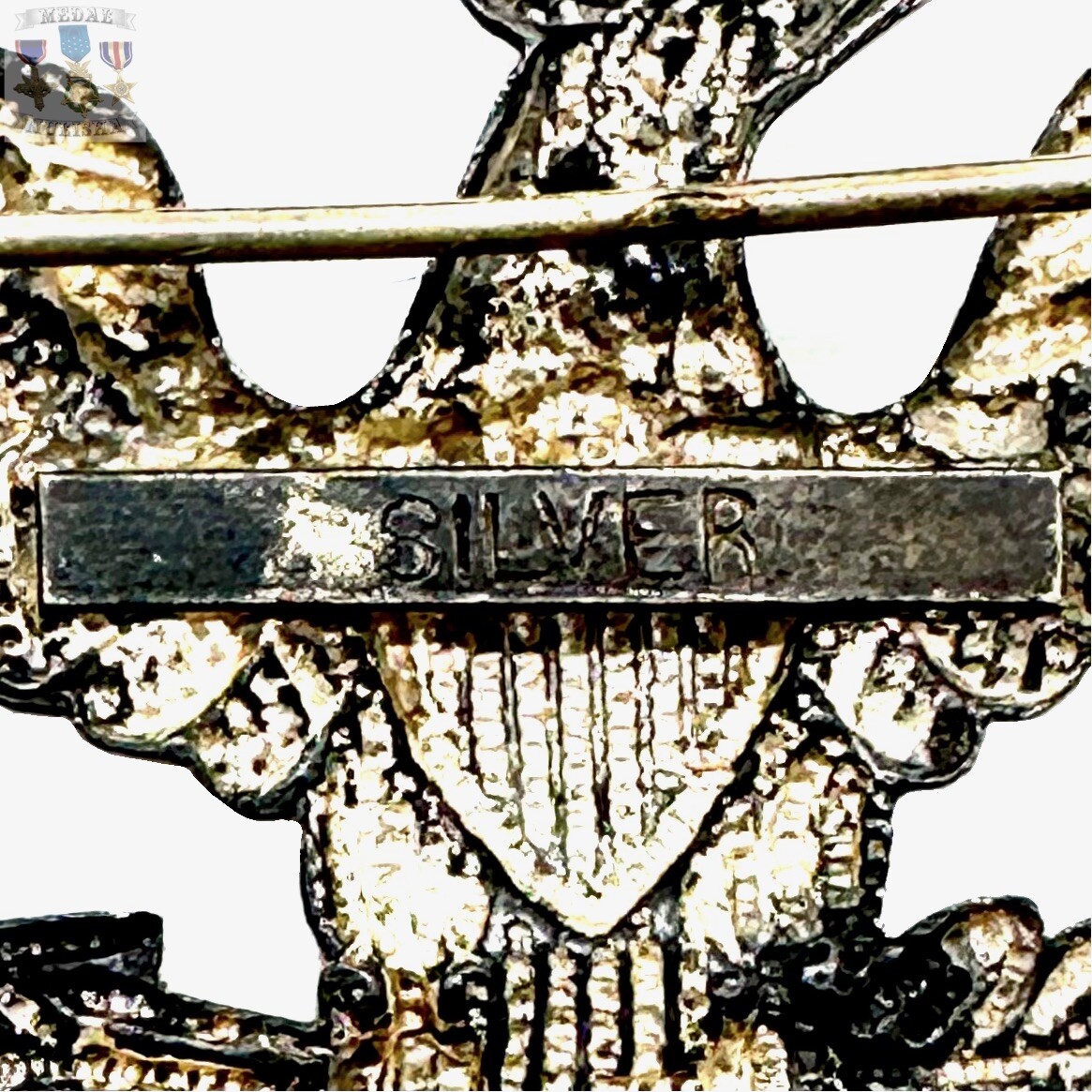 WWI US ARMY USMC COLONEL EAGLES 🦅 INSIGNIA 2” STERLING SILVER BULLION ...