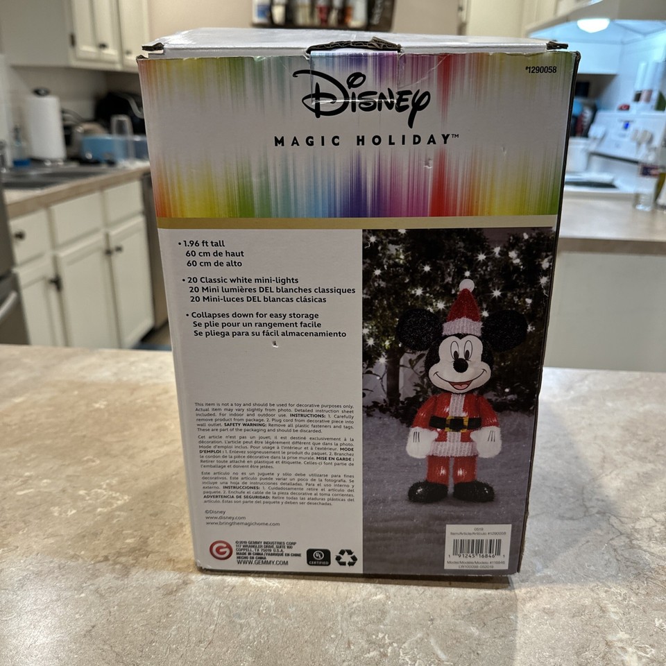 Disney 3D Mickey Mouse Lighted Tinsel Yard Sculpture Winter Christmas ...