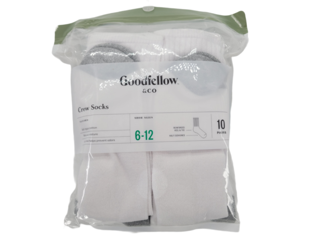 Goodfellow & Co Men's Antimicrobial Resistant Athletic Crew Socks, 10 ...