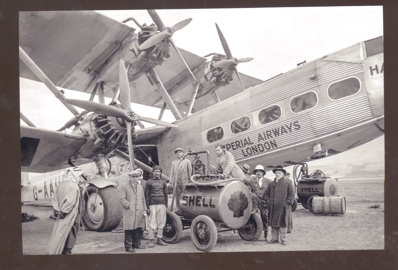 REAL PHOTO IMPERIAL AIRWAYS AIRPLANE SHELL GAS WAGON ADVERTISING ...
