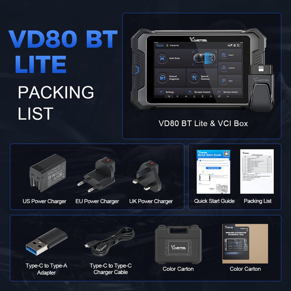 VDIAGTOOL VD80 BT LITE OBD2 Scanner All Systerms Diagnostic Tool 28+Services FCA | eBay