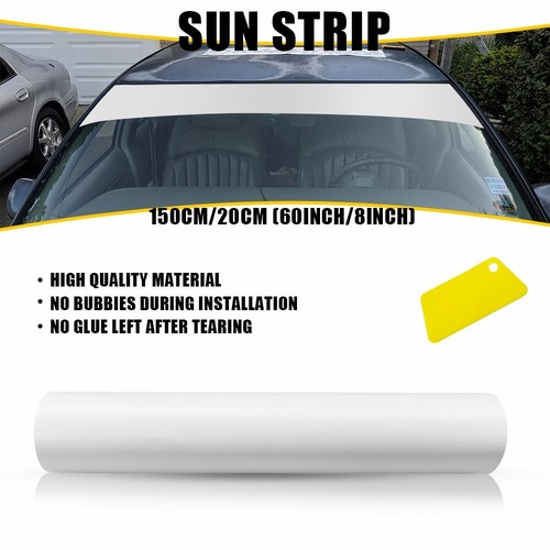 White Window Sun Visor Strip Film Tint Front Windshield UV Decal Shade ...