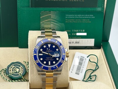 Rolex Submariner 116613LB 40mm Blue 18K Gold Steel Box Papers FULL ...