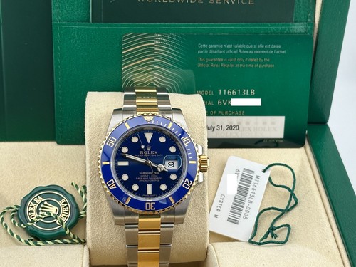 Rolex Submariner 116613LB 40mm Blue 18K Gold Steel Box Papers FULL ...