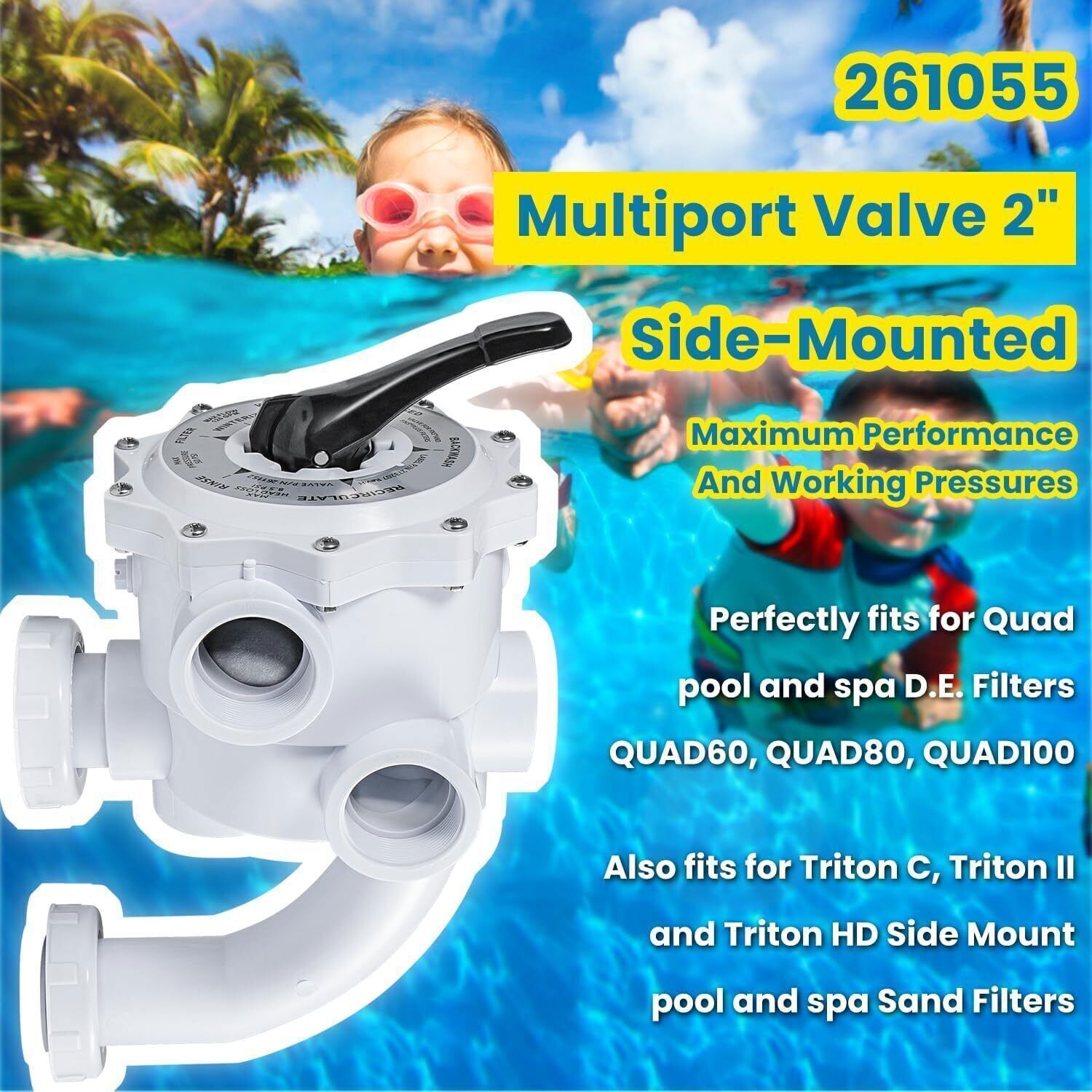 For Pentair 261055 Multiport Valve 2 Inch for Triton II Sand & Quad D.E ...