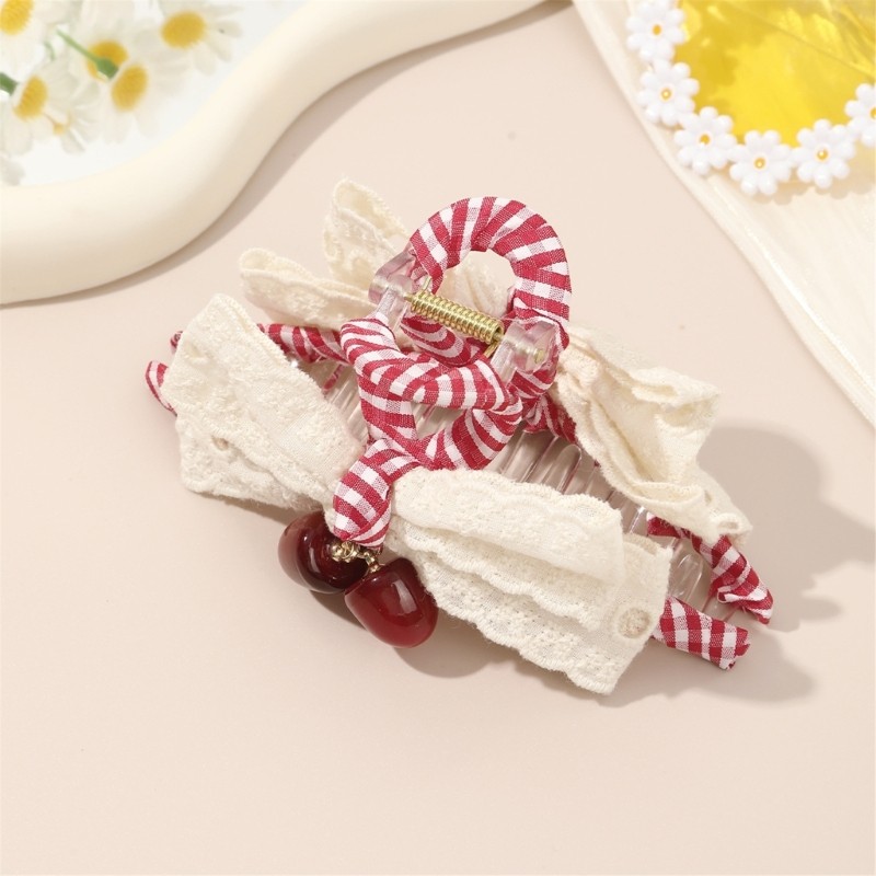 Comfortable Hair Clip Cherry Pattern Bowknot Detail Lovely Daily Wear ...