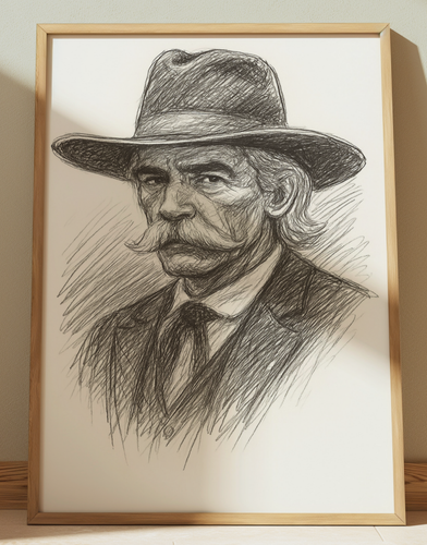 TOMBSTONE SAM ELLIOTT DRAWING PORTRAIT SKETCH PRINT WESTERN WALL ART ...
