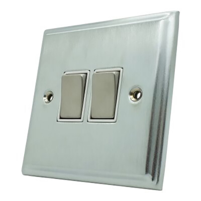 Litecraft Light Switch 2 Gang 10 Amp Electrical Fitting - Satin Chrome ...
