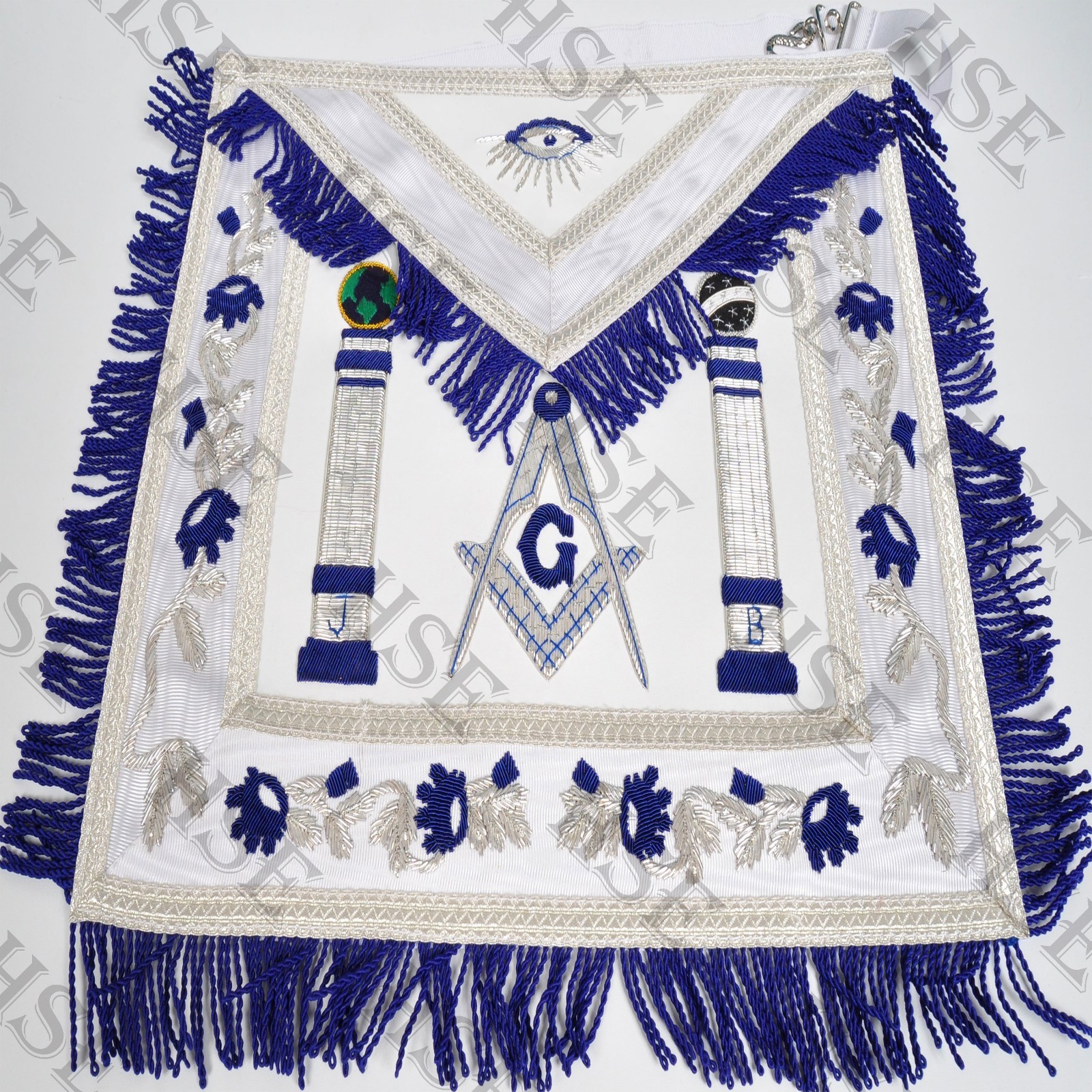 MASONIC REGALIA MASTER MASON APRON WITH COLLAR FULLY HAND EMBROIDERY ...
