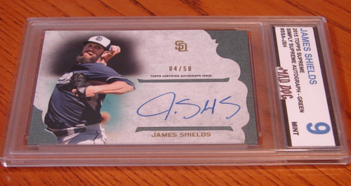 JAMES SHIELDS AUTO****2015 TOPPS Supreme--Green--MINT 9****PADRES---Mad ...