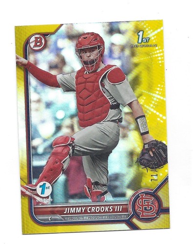 JIMMY CROOKS III 2022 BOWMAN DRAFT FIRST EDITION YELLOW FOIL 1st BOWMAN ...