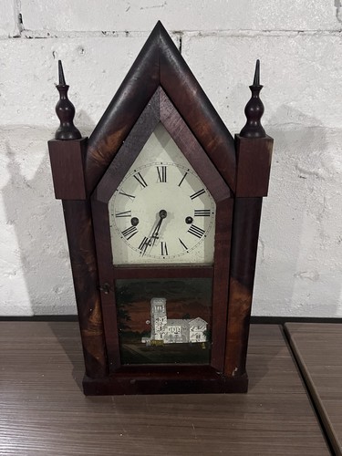 E.N. Welch Steeple Clock with Courthouse St. Painting, Runs And Chimes ...