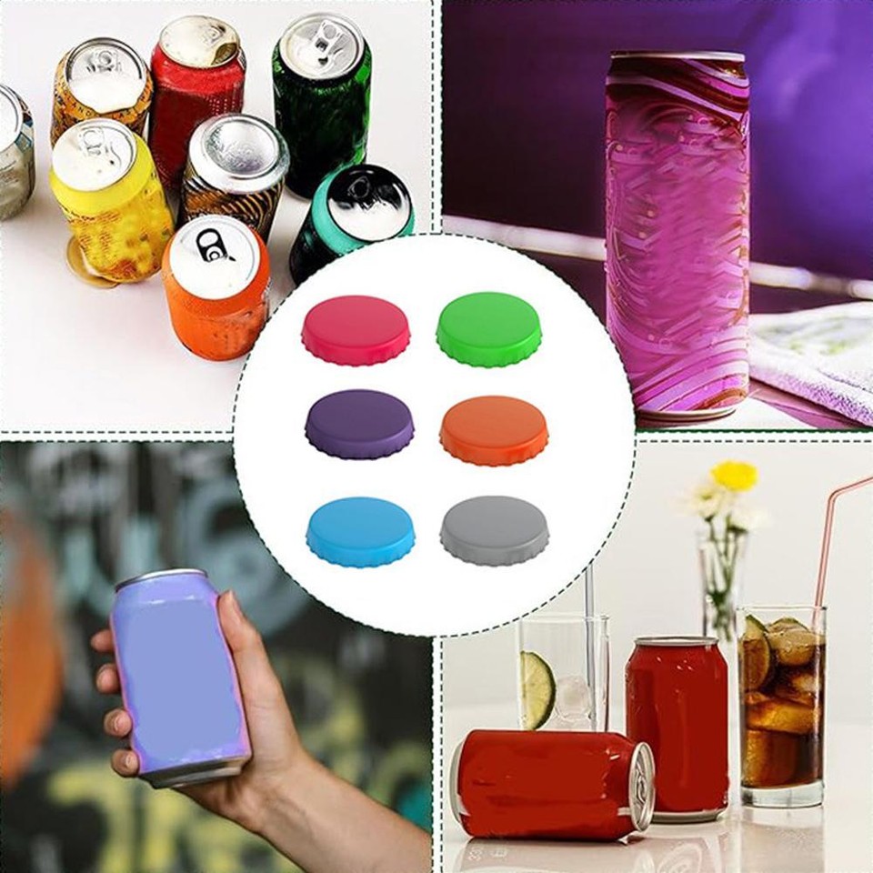 6PCS Silicone Can Lid Leak Proof Soft Sealing Cap Reusable Caps Fresh ...