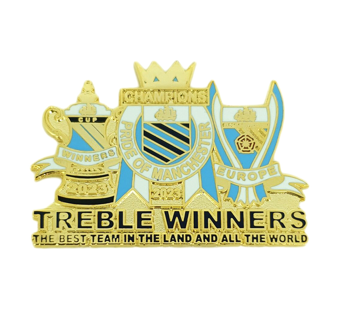 TREBLE Manchester City Trophies 2023 BADGE Champions Winners Pin ...