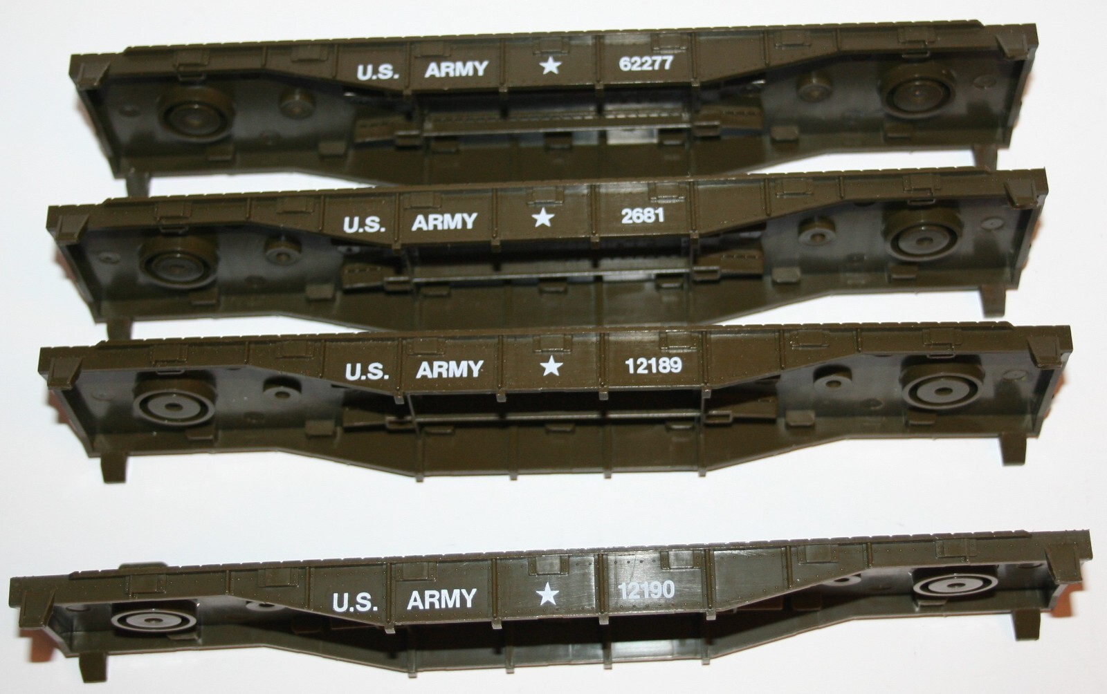 GELLER TOY TRAINS SET 4 027 US ARMY FLAT CAR BODIES 6277 2681 12189 ...
