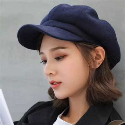 Ladies Women Girl Wool Blend Baker Boy Peaked Cap Newsboy Hat Retro ...